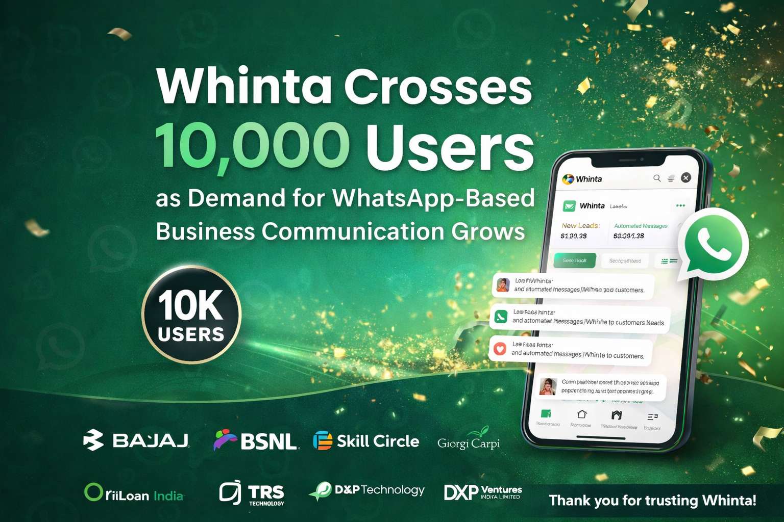 Whinta Crosses 10,000 Users, Emerging as a Leading WhatsApp Business ...